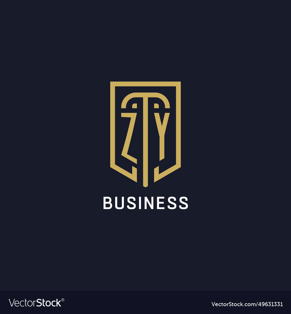 Initial zy shield logo luxury style creative Vector Image