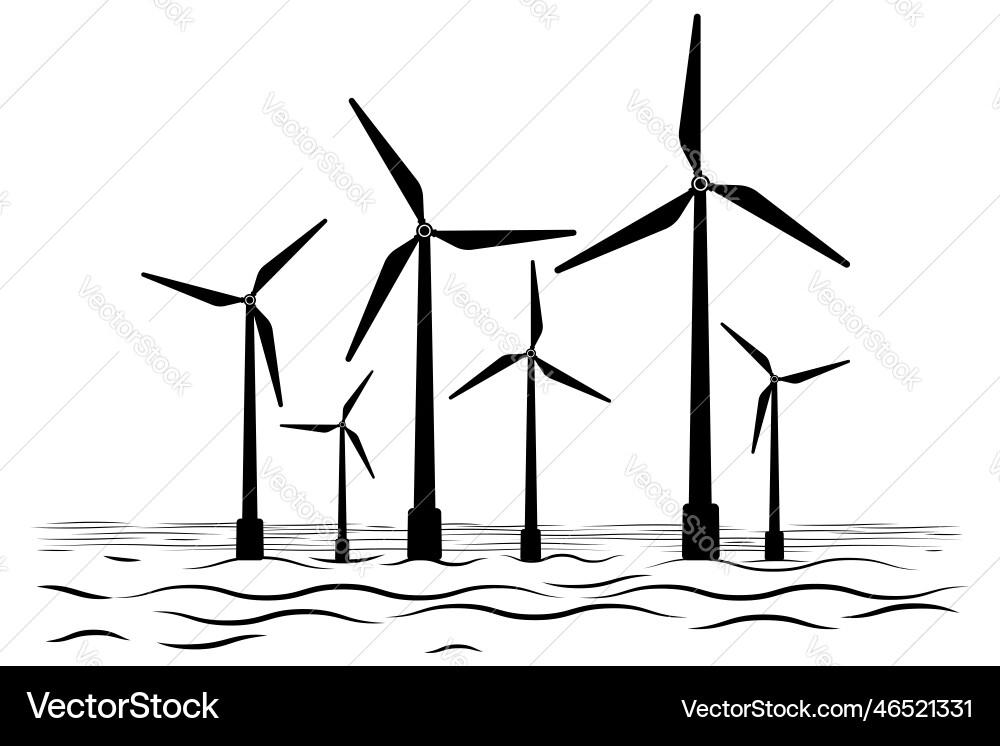Marine wind generator energy icon offshore wind Vector Image