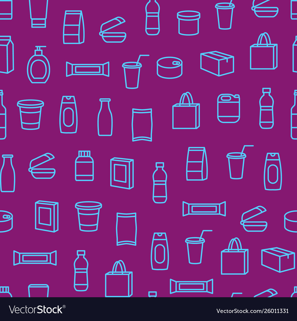 Plastic packaging signs thin line seamless pattern