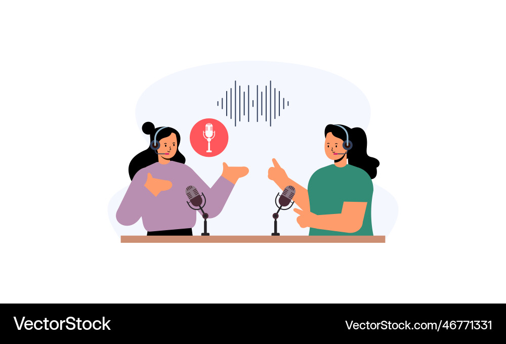 Podcast concept about podcasting Royalty Free Vector Image