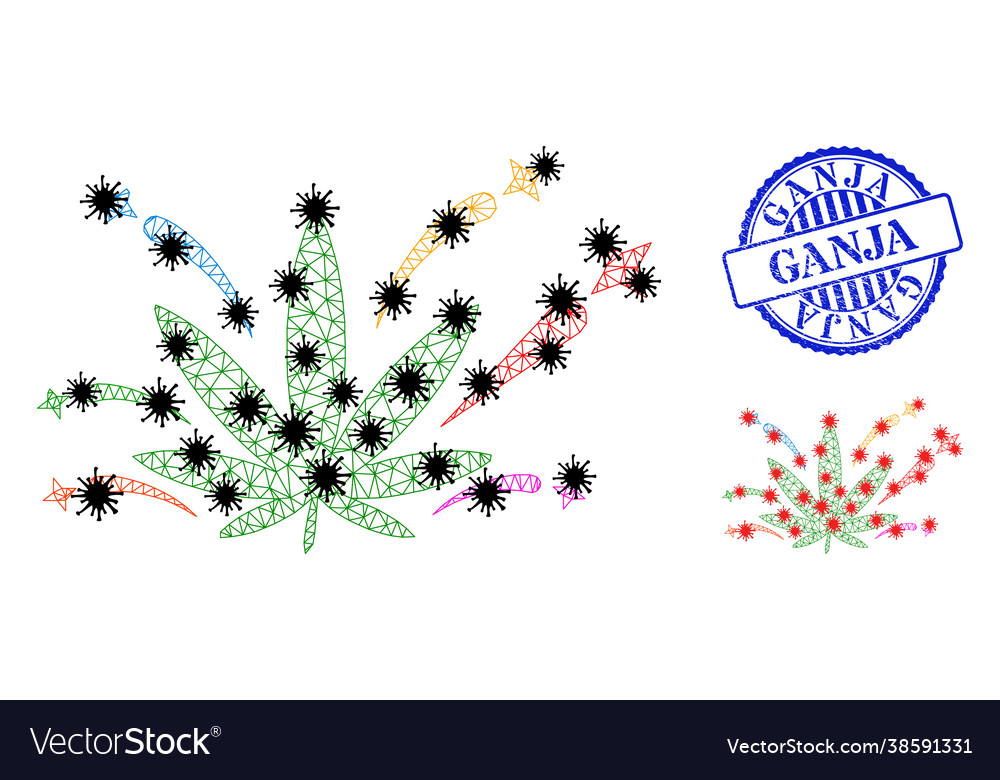 Polygonal mesh cannabis euphoria pictograms Vector Image Polygonal mesh cannabis euphoria pictograms Vector Image