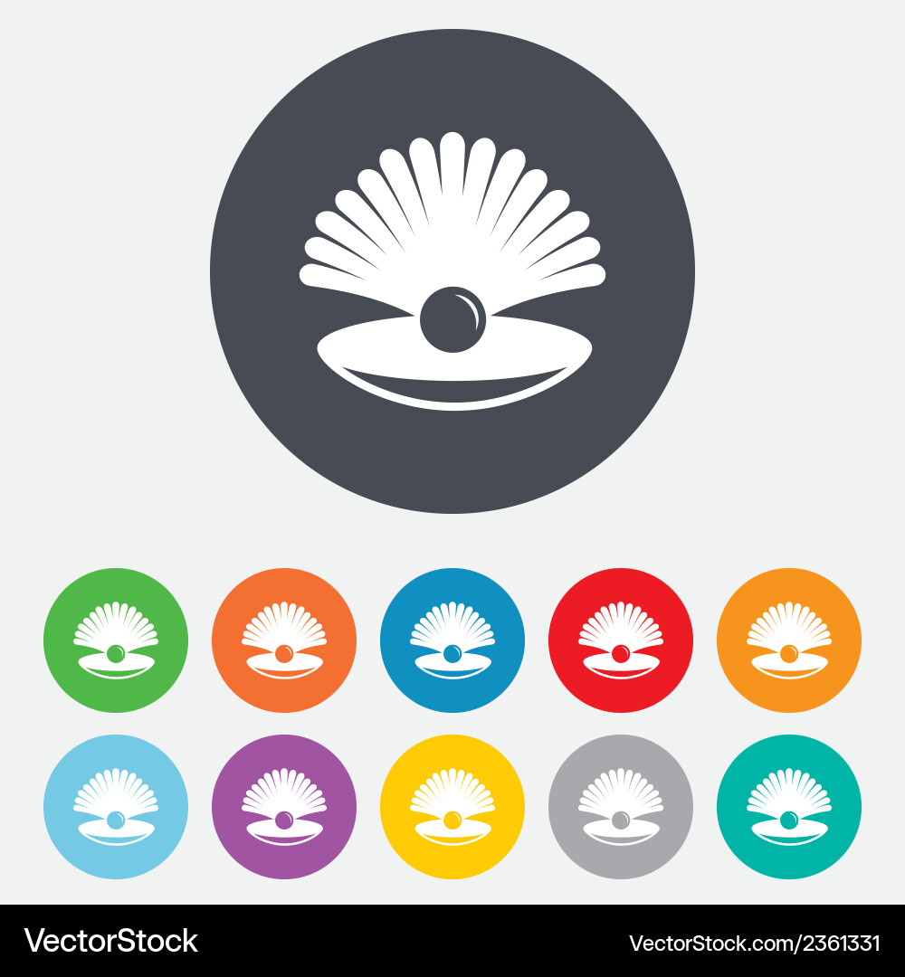Sea shell with pearl sign icon conch symbol Vector Image