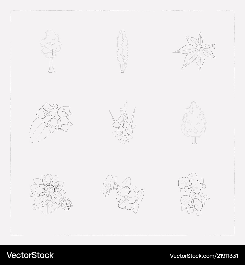 Set botany icons line style symbols Royalty Free Vector