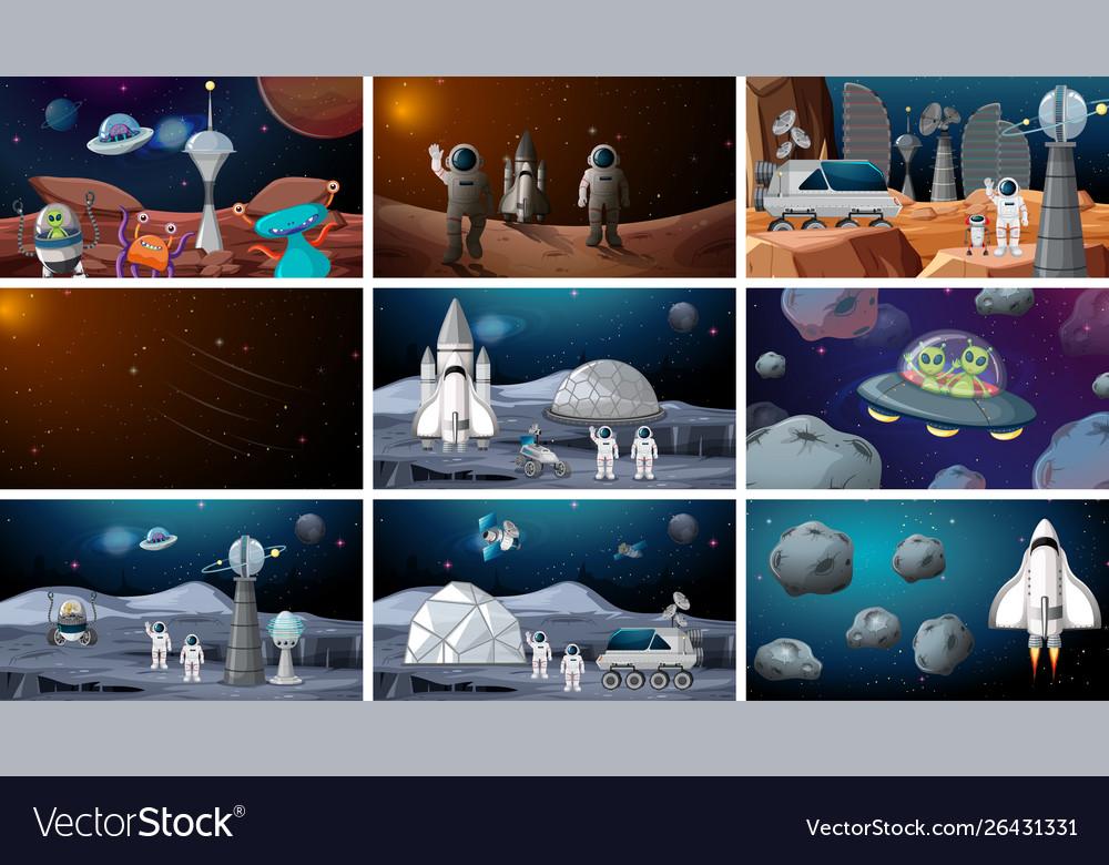Set space backgrounds Royalty Free Vector Image