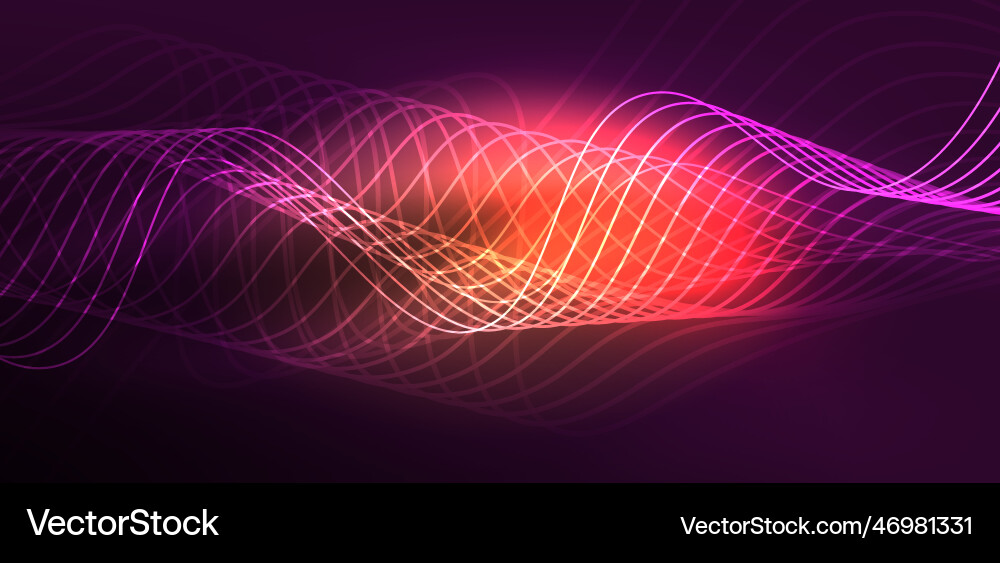 Shiny glowing neon wave neon light or laser show Vector Image