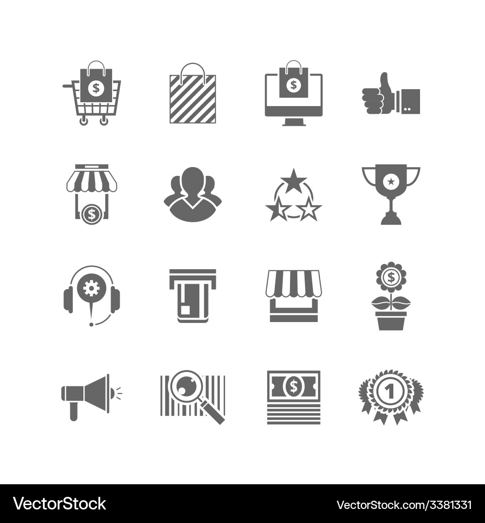 Shopping flat black icons set silhouette Vector Image