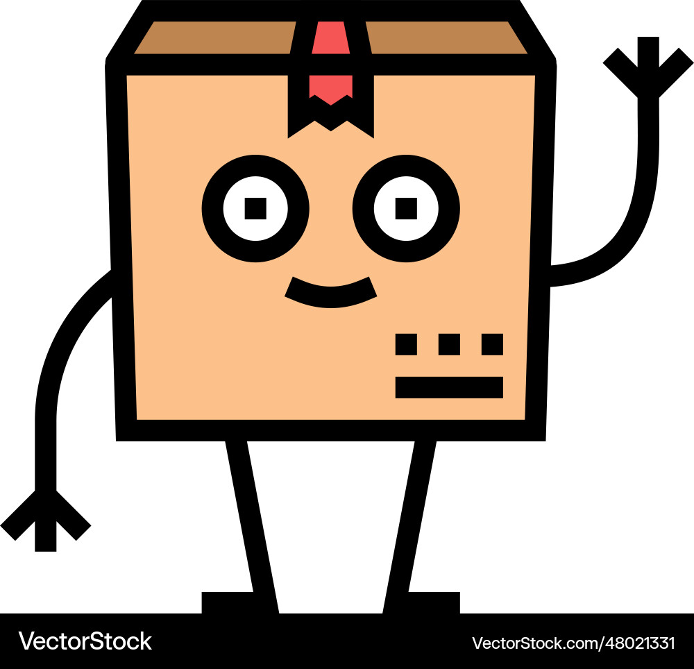 Stand cardboard box character color icon Vector Image