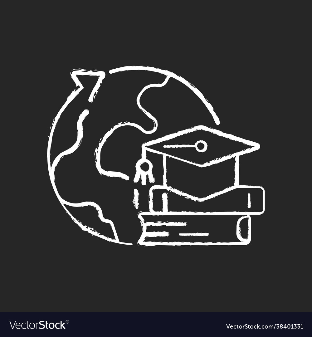 Student exchange programme chalk white icon Vector Image