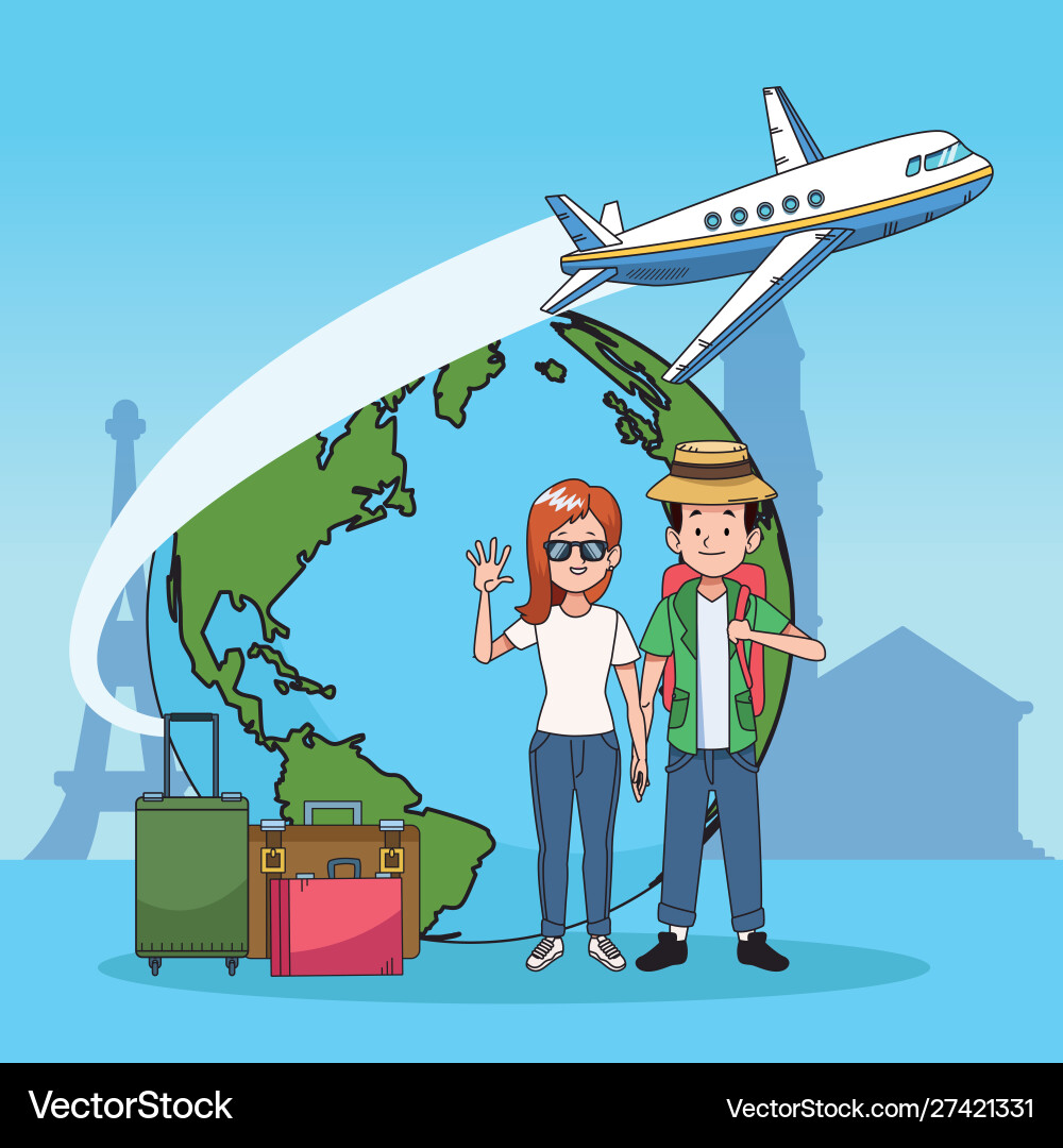 Suitcases and world travel design Royalty Free Vector Image