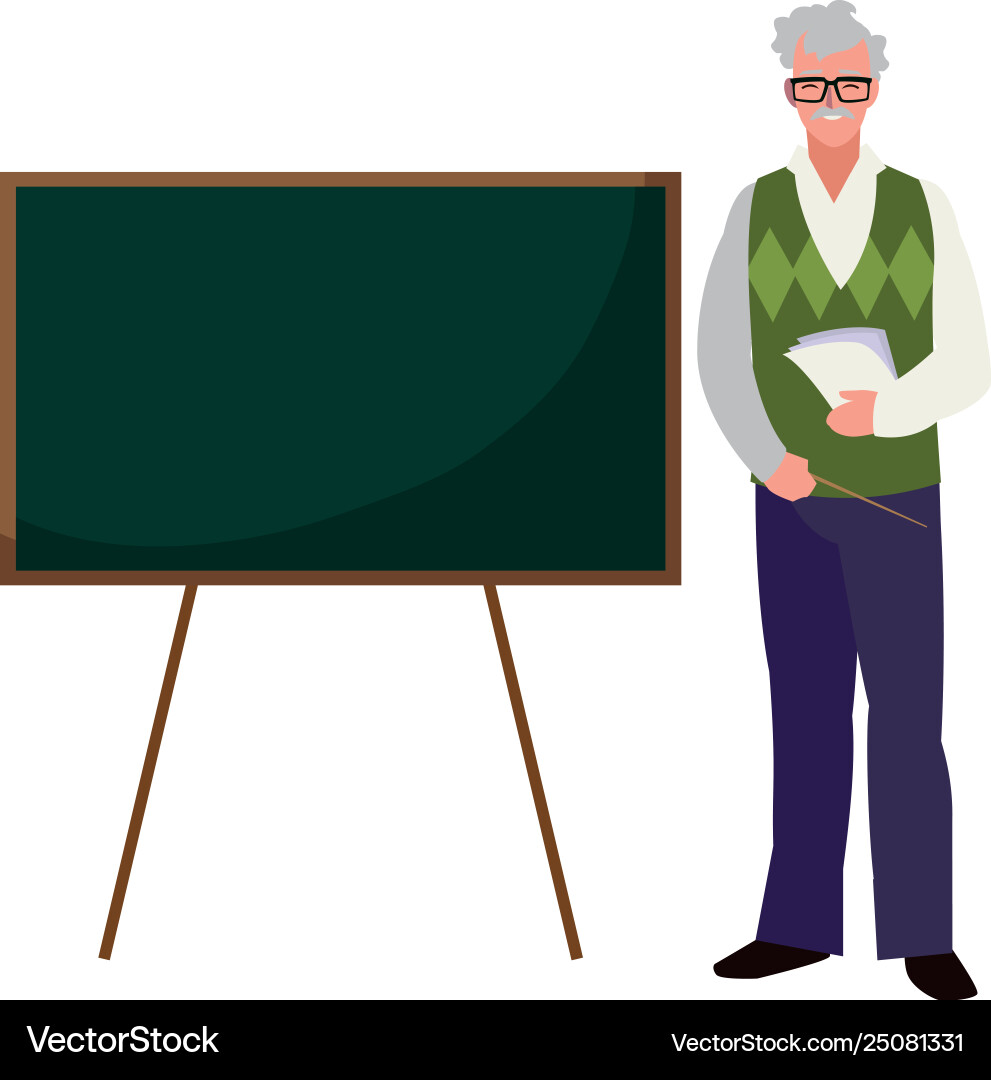 Teacher male with documents and chalkboard Vector Image