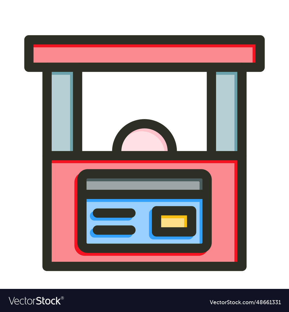Ticket counter thick line filled colors icon Vector Image