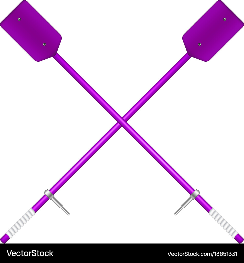 Two crossed old oars in purple design Royalty Free Vector