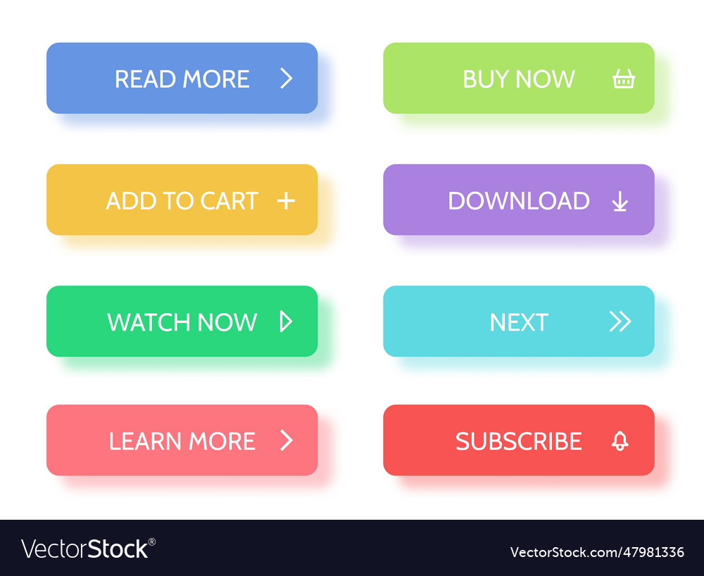 Action button set rounded continue navigation web Vector Image
