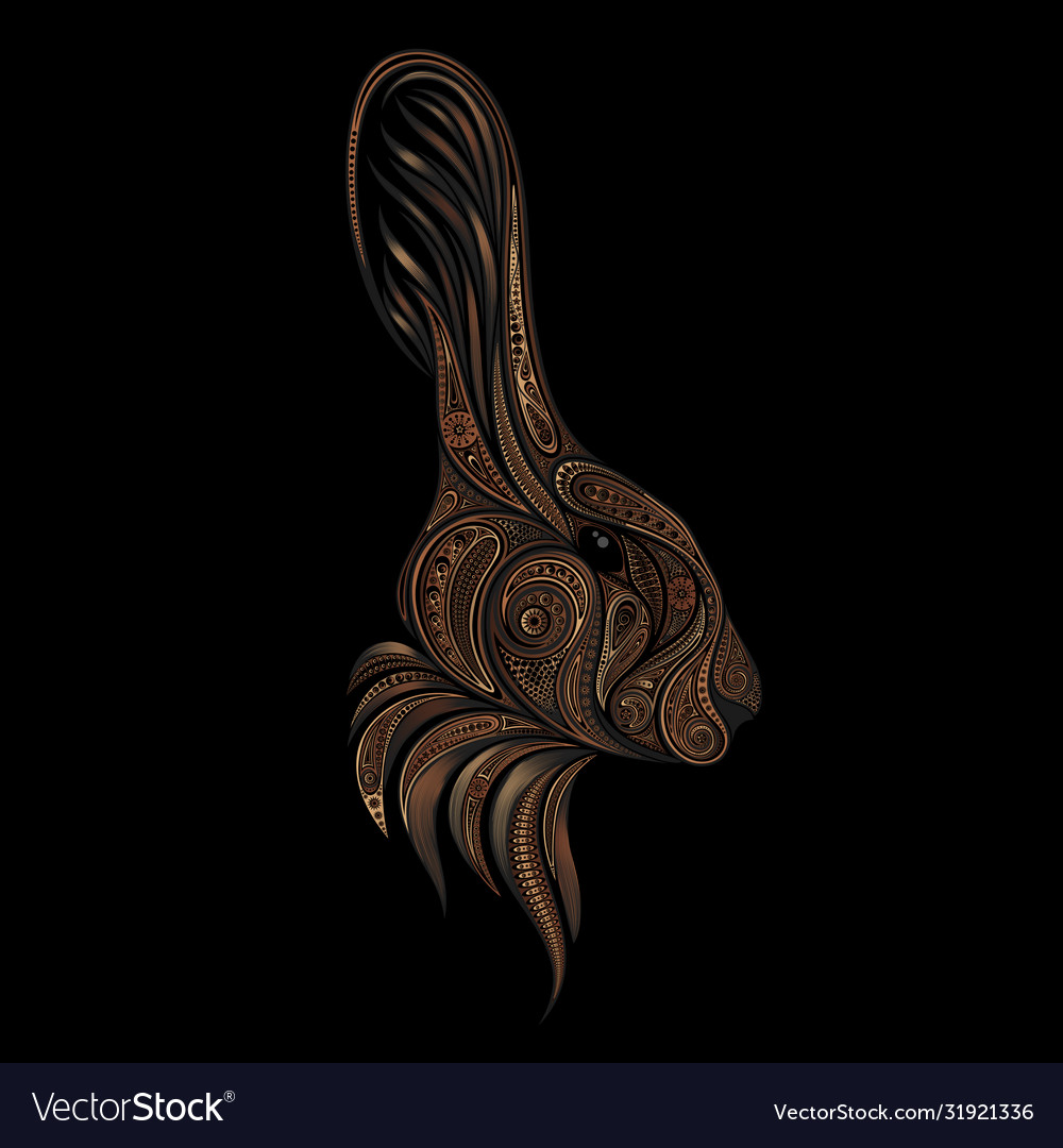 Brown rabbit from beautiful patterns Royalty Free Vector