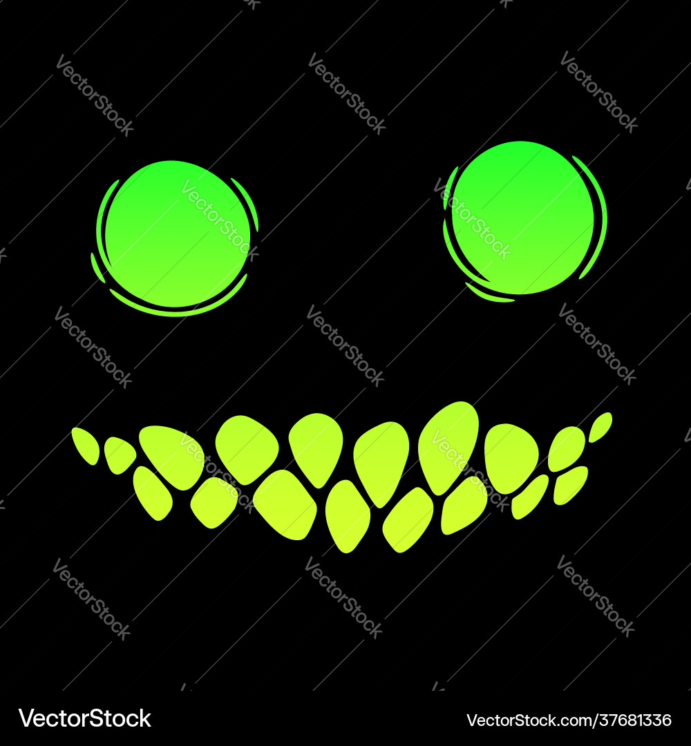 Eyes and smile a monster on black background Vector Image