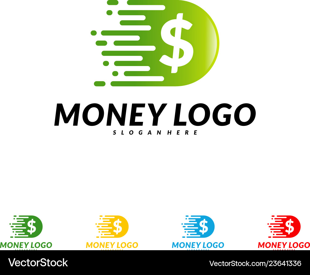 Schnelles Geld Logo Design Konzept Münze Vektorbild