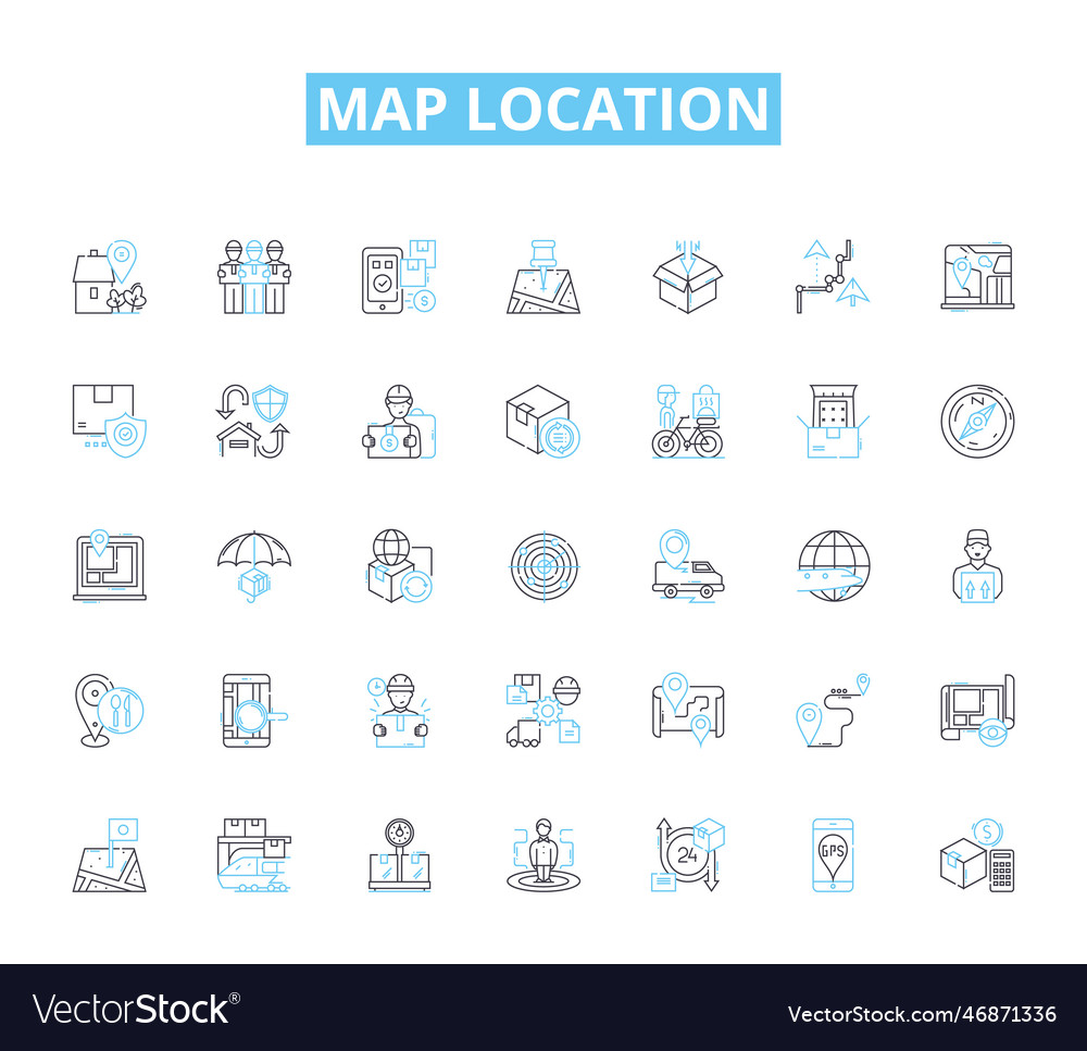 Map Location Linear Icons Set Coordinates Vector Image 7140