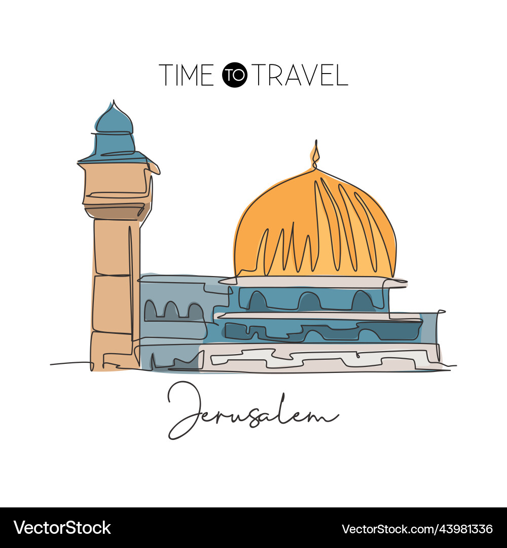 One single line drawing al aqsa mosque landmark Vector Image