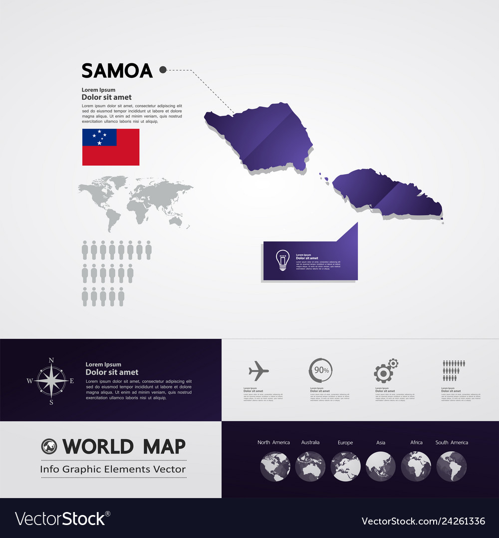 Samoa map Royalty Free Vector Image - VectorStock