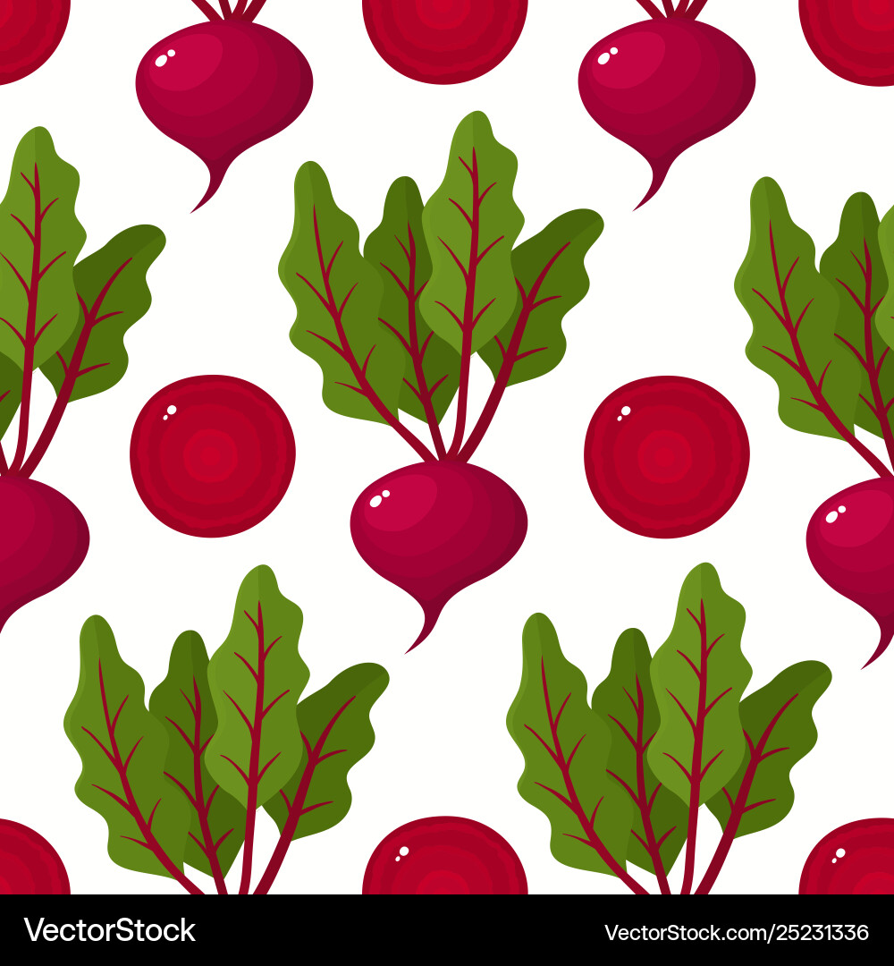 Seamless pattern with cartoon beets Royalty Free Vector
