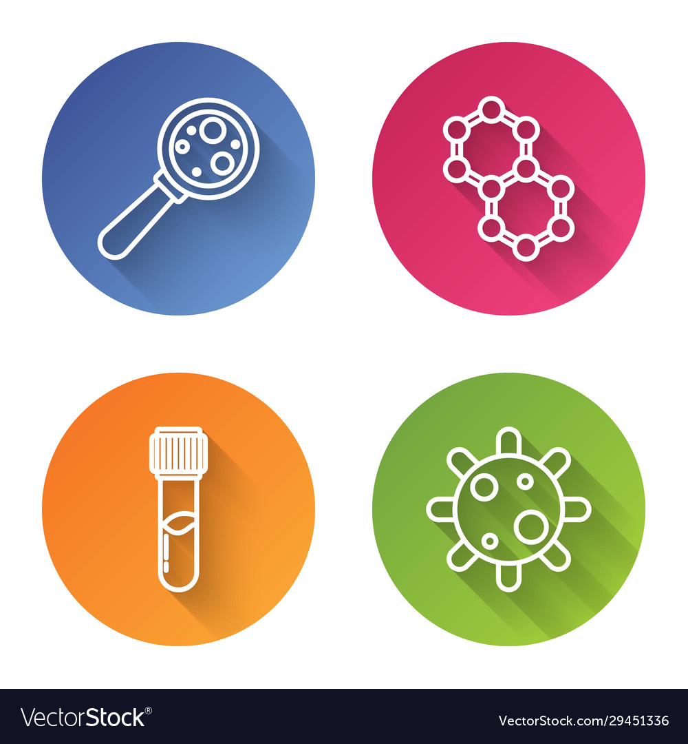 Set line microorganisms under magnifier molecule Vector Image Set line microorganisms under magnifier molecule Vector Image