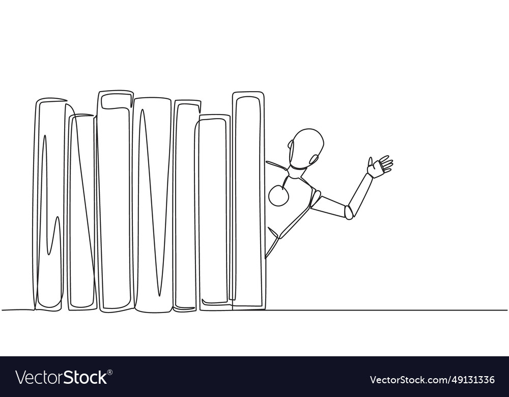 Single continuous line drawing smart robot Vector Image