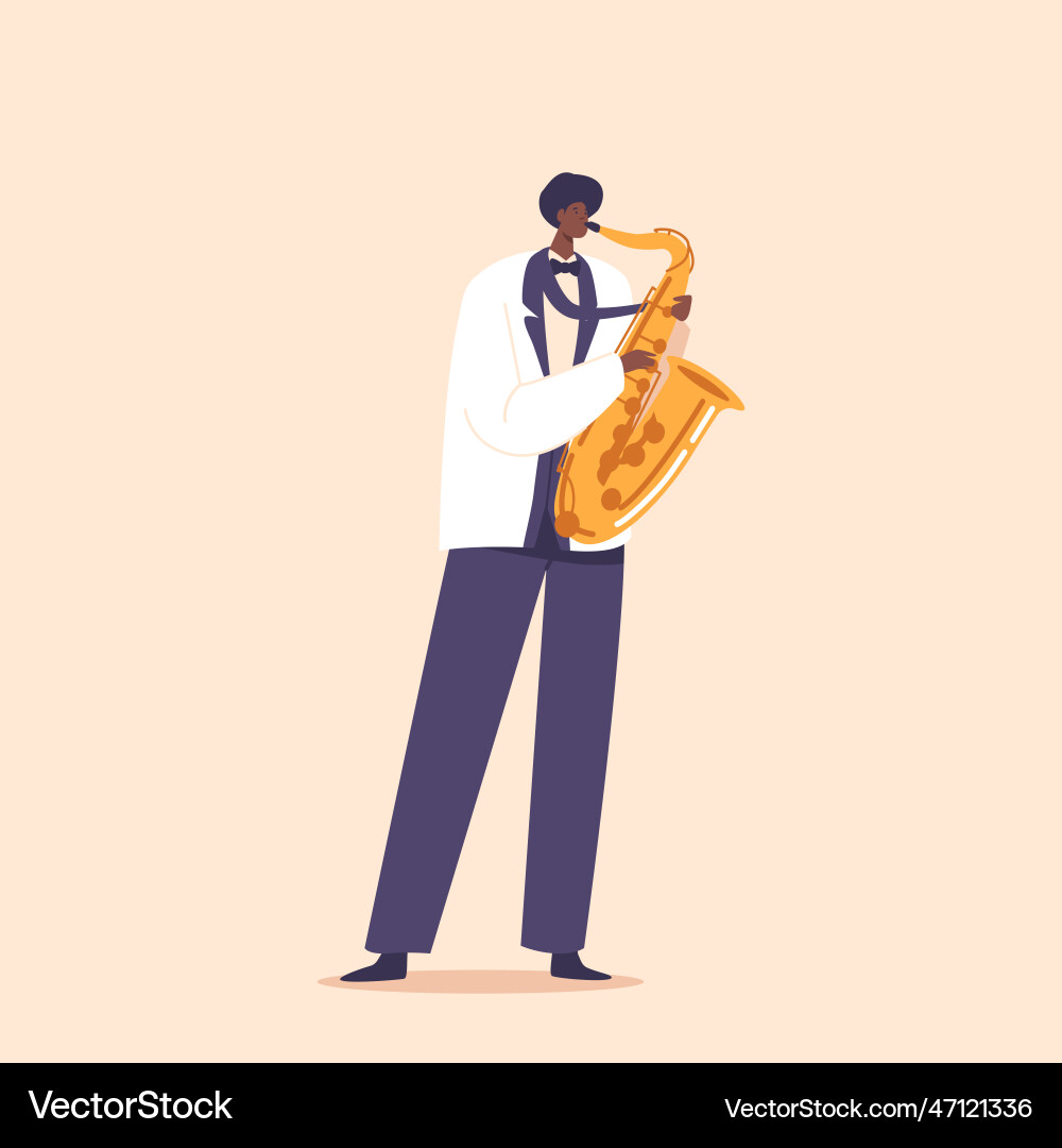 Talented black musician character passionately Vector Image