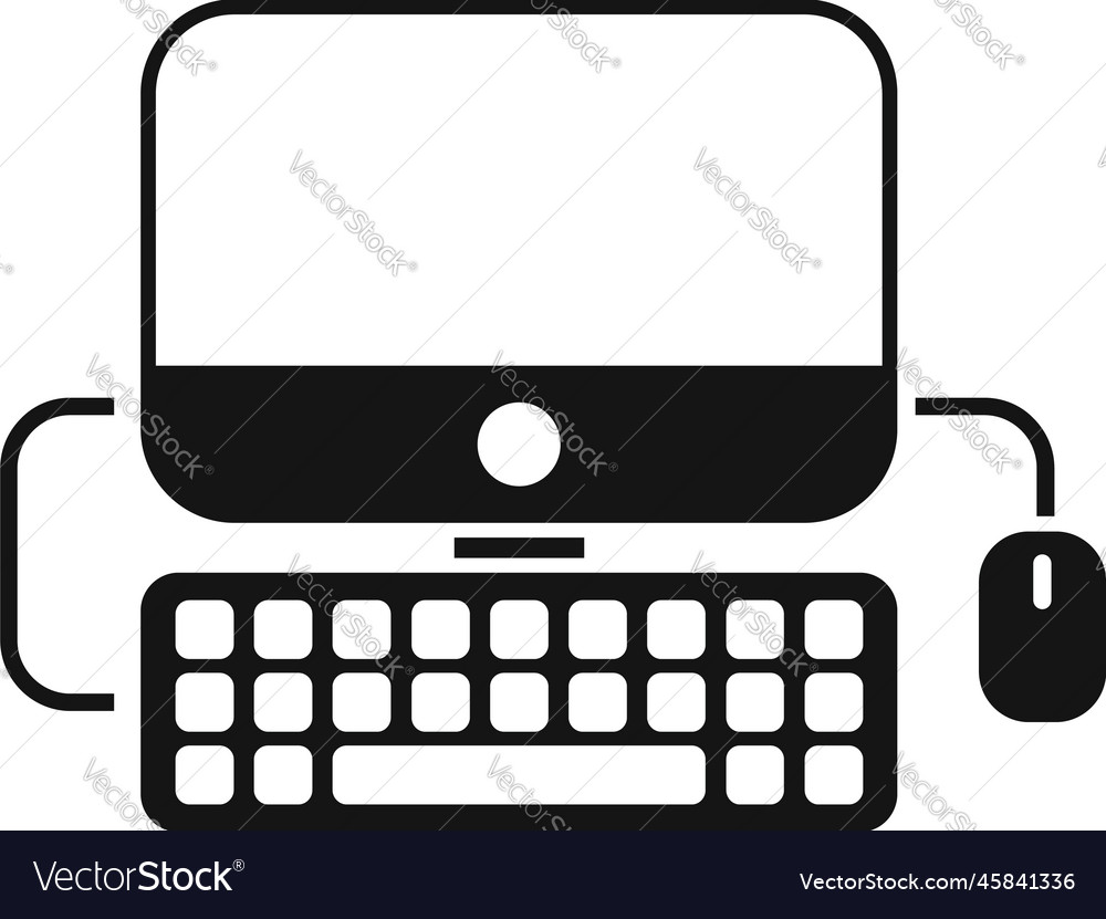 Work computer icon simple office sit Royalty Free Vector