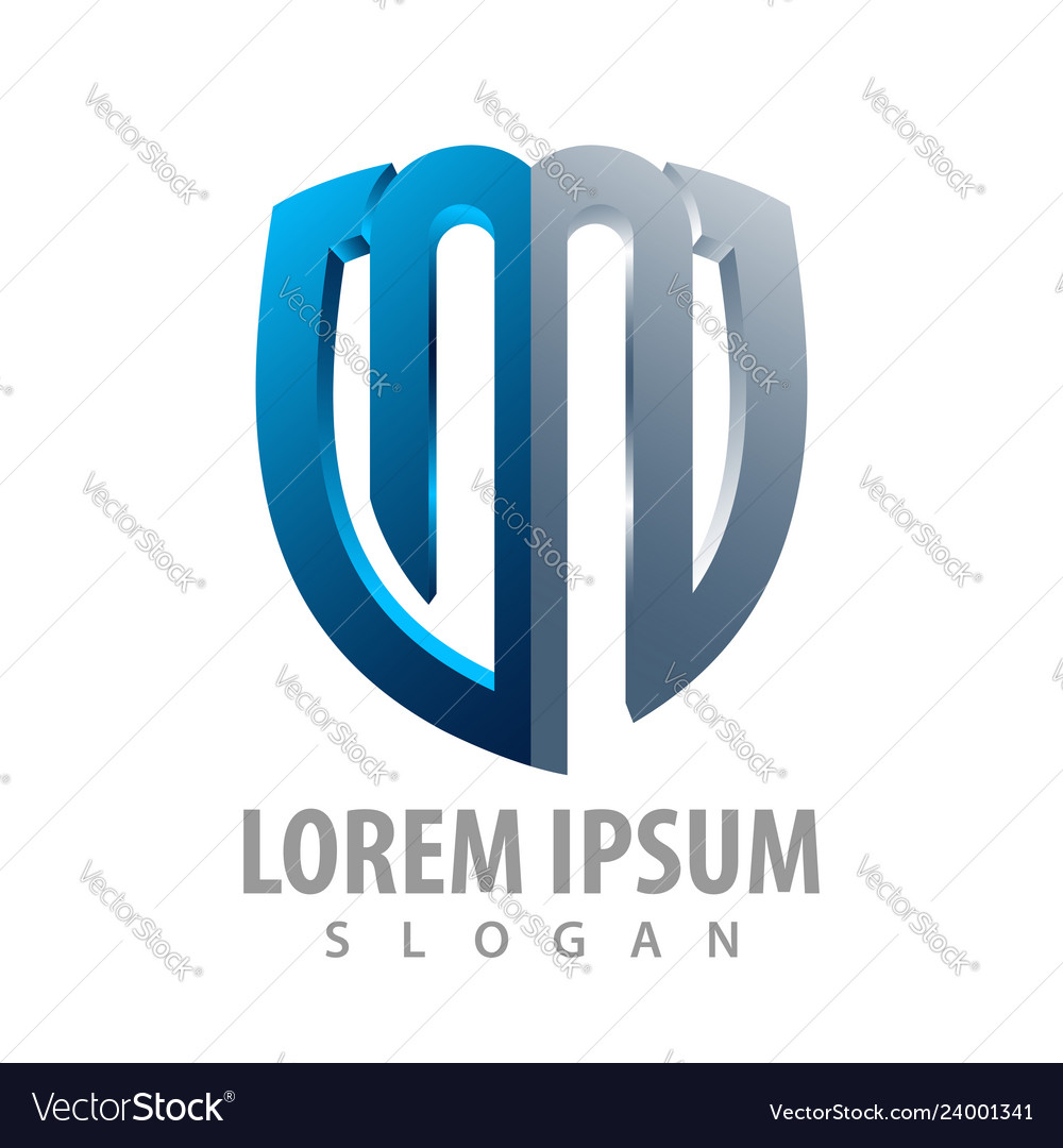 3d initial letter m shield logo concept design Vector Image