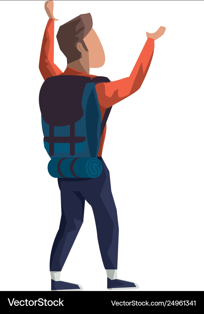 Backpacker hiking tourist adventure isolated Vector Image