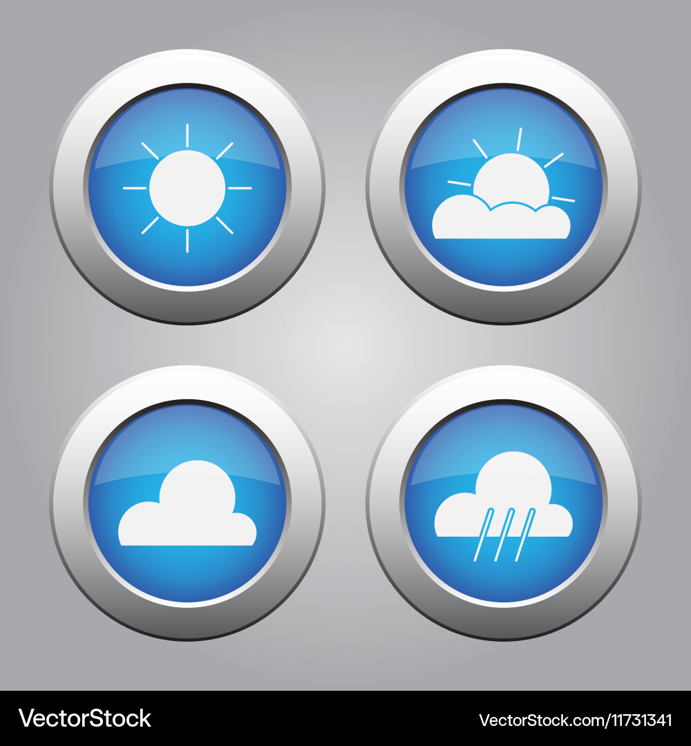 Blue metallic buttons set weather forecast icons Vector Image