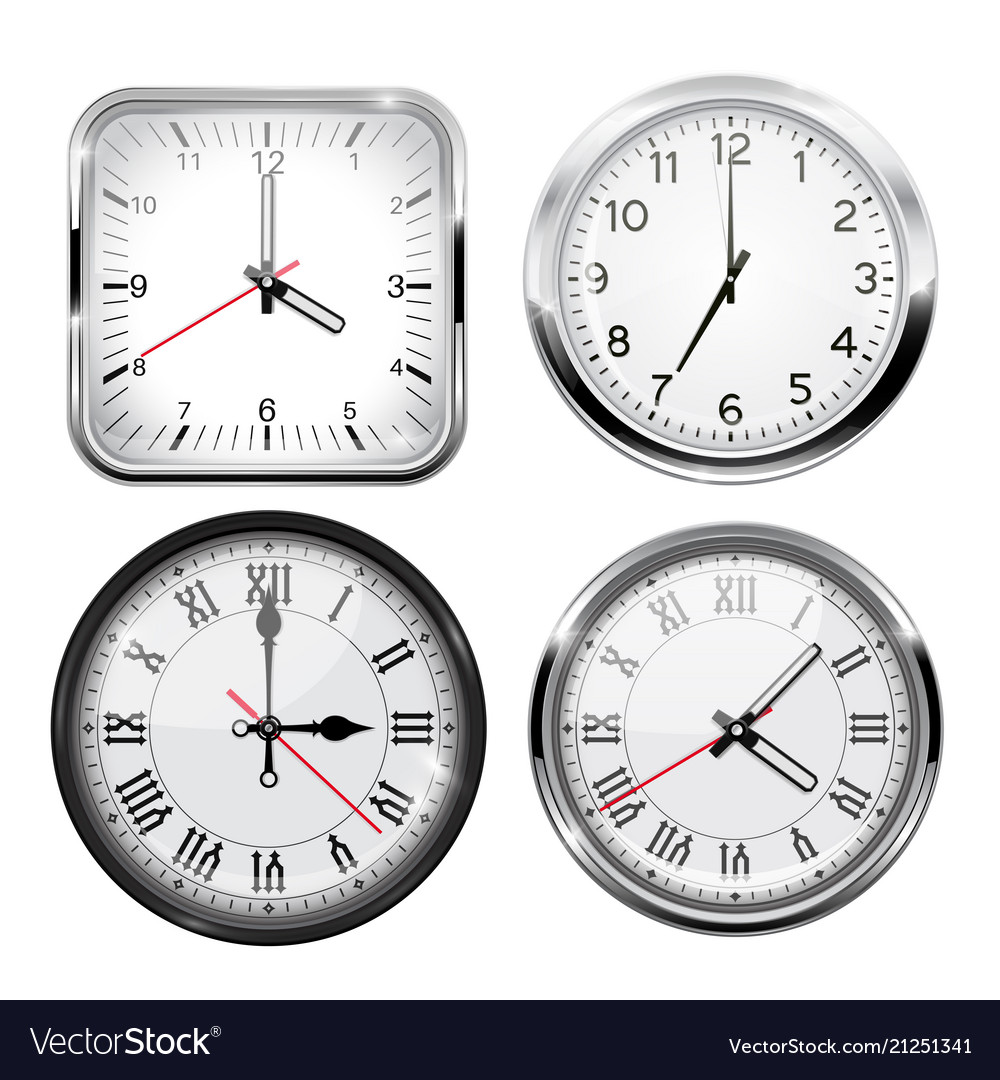 Clock 3d set Royalty Free Vector Image - VectorStock