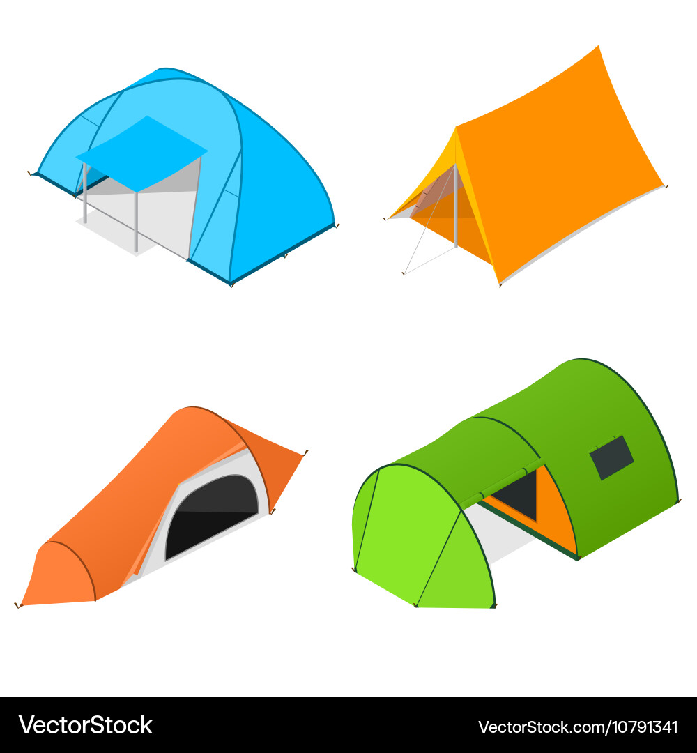 Color camping tent set Royalty Free Vector Image