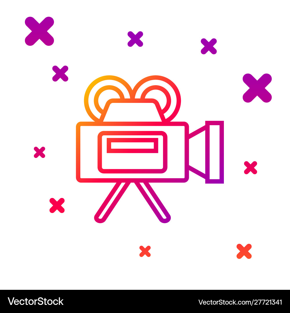 Color line cinema camera icon isolated on white Vector Image