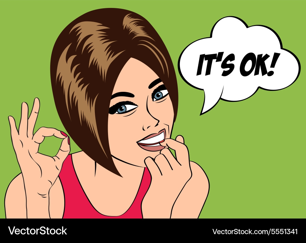 Cute retro woman in comics style with message Vector Image