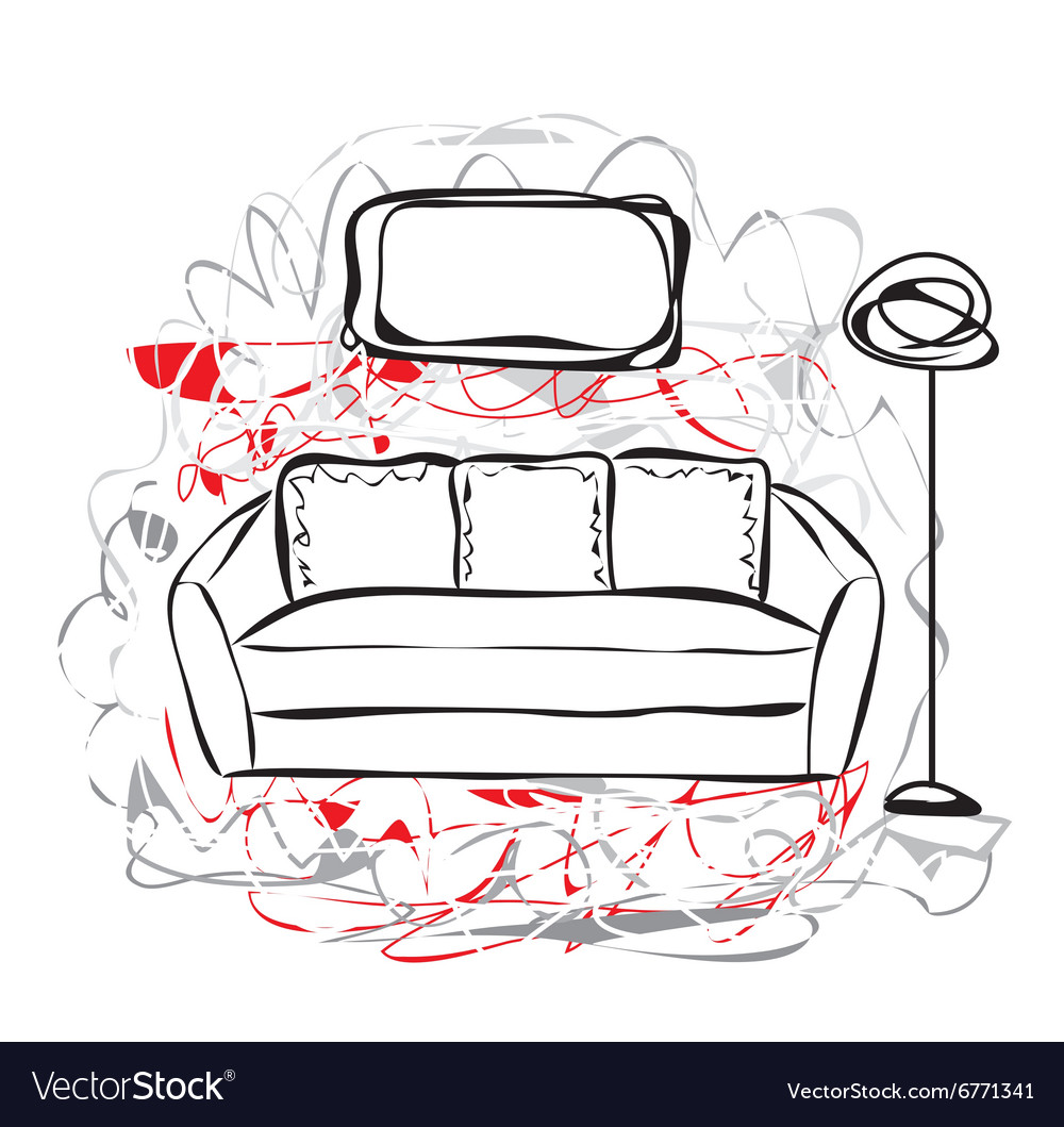 Hand drawn sofa Royalty Free Vector Image - VectorStock