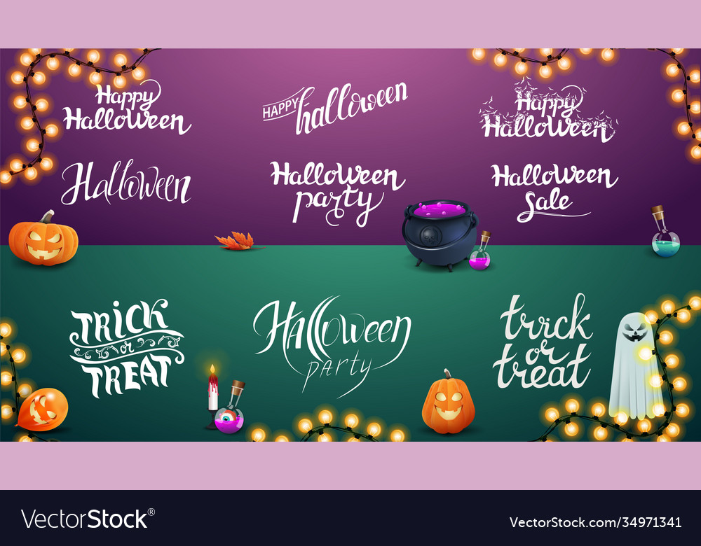Large set halloween letterings for your arts Vector Image