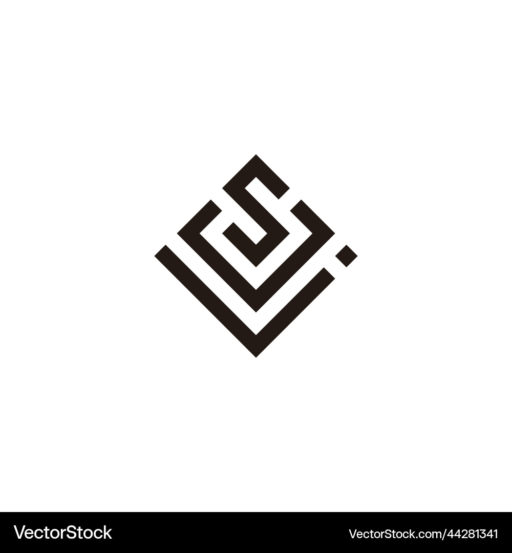 Letter s u and j square geometric symbol simple Vector Image