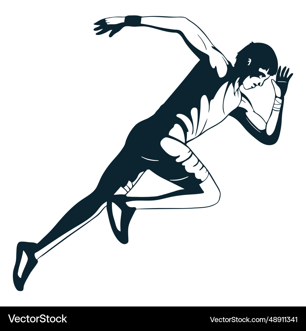 Male athlete character black and white Royalty Free Vector