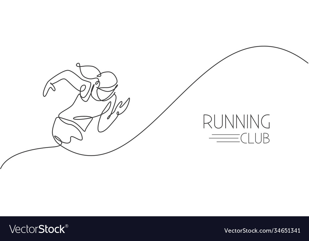 One continuous line drawing young woman Royalty Free Vector