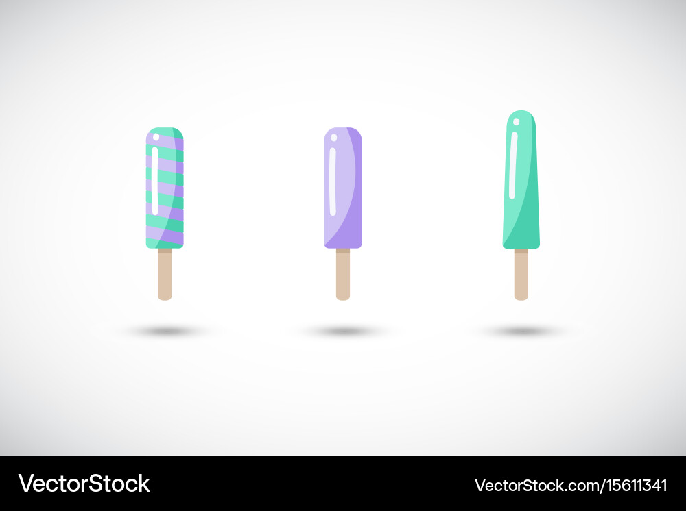 Popsicle flat icons set Royalty Free Vector Image