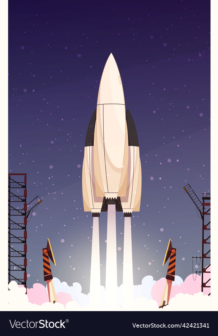 Rocket missile takeoff composition Royalty Free Vector Image