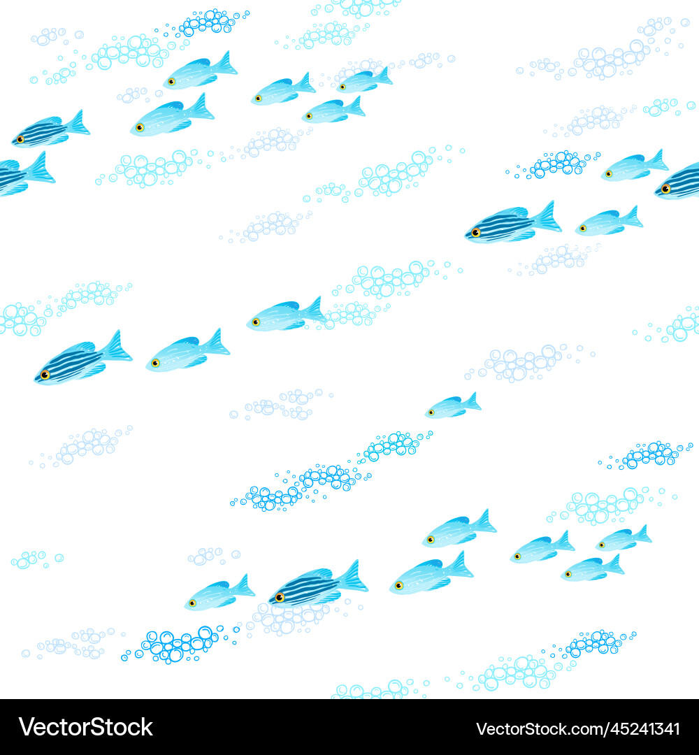 Seamless sea life background with waves and fish Vector Image