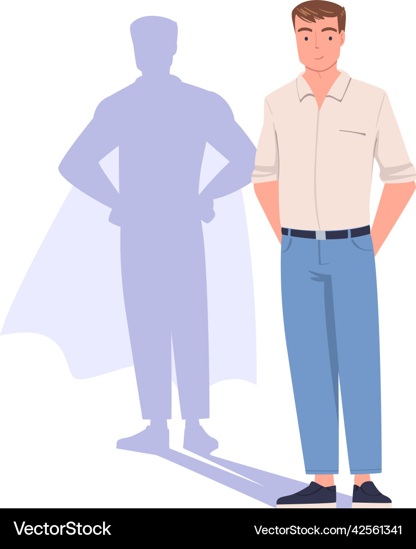 Shadow of man superhero character standing Vector Image