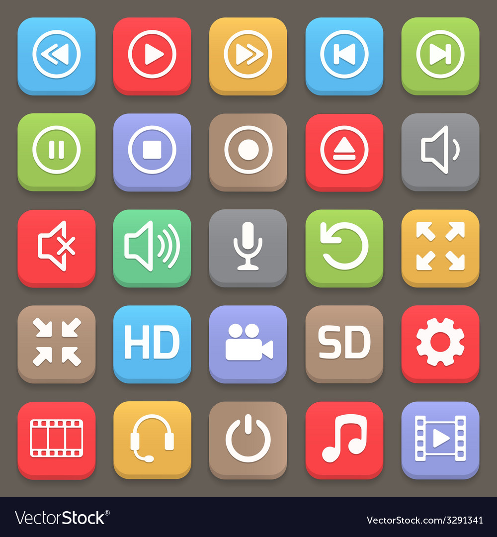 Video interface icon for web or mobile Royalty Free Vector