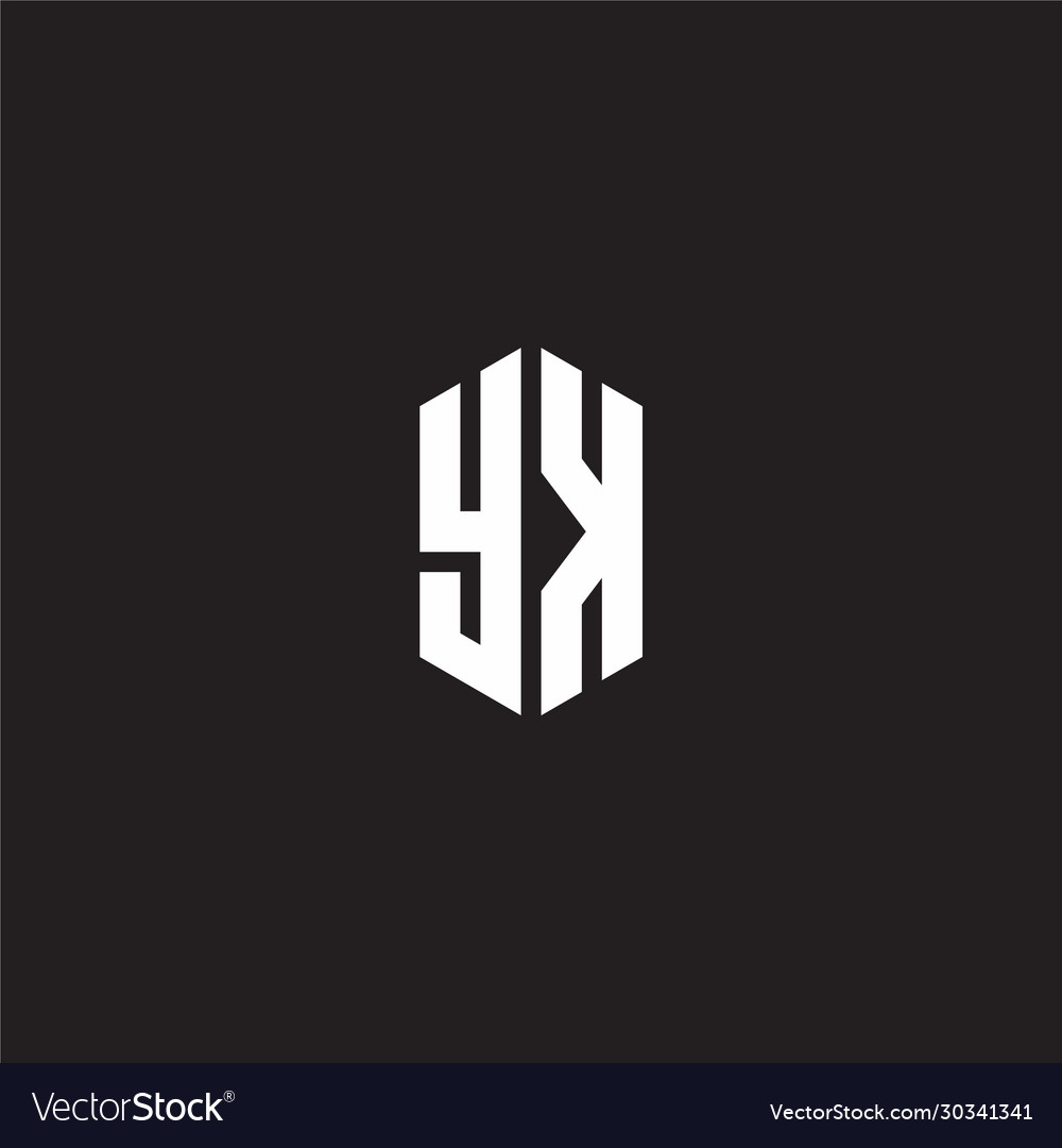 Yk logo monogram with hexagon shape style design Vector Image