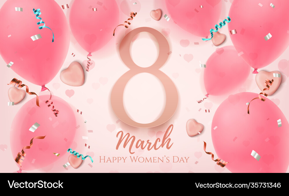 8 march womens day pink background with candy Vector Image