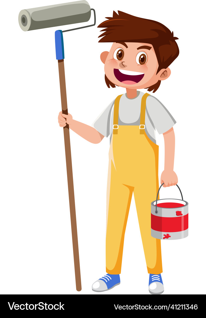 A male painter cartoon character on white Vector Image