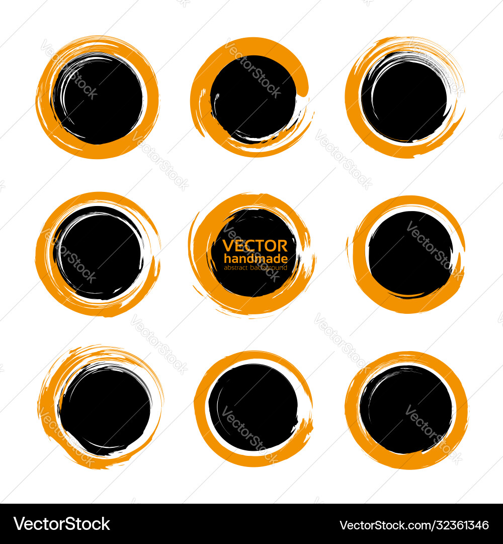 Abstract orange and black round textured smears Vector Image