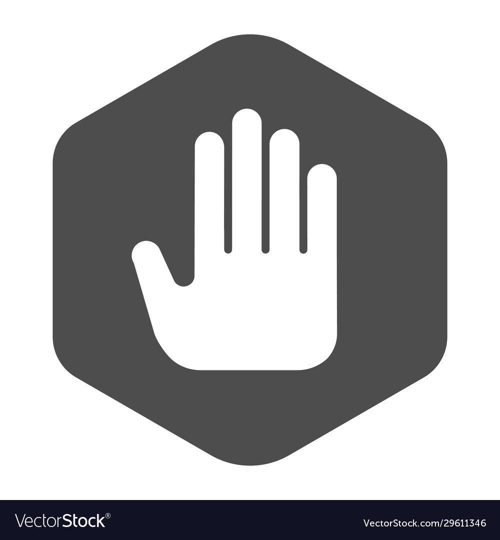 Ad blocker solid icon shield with hand block Vector Image